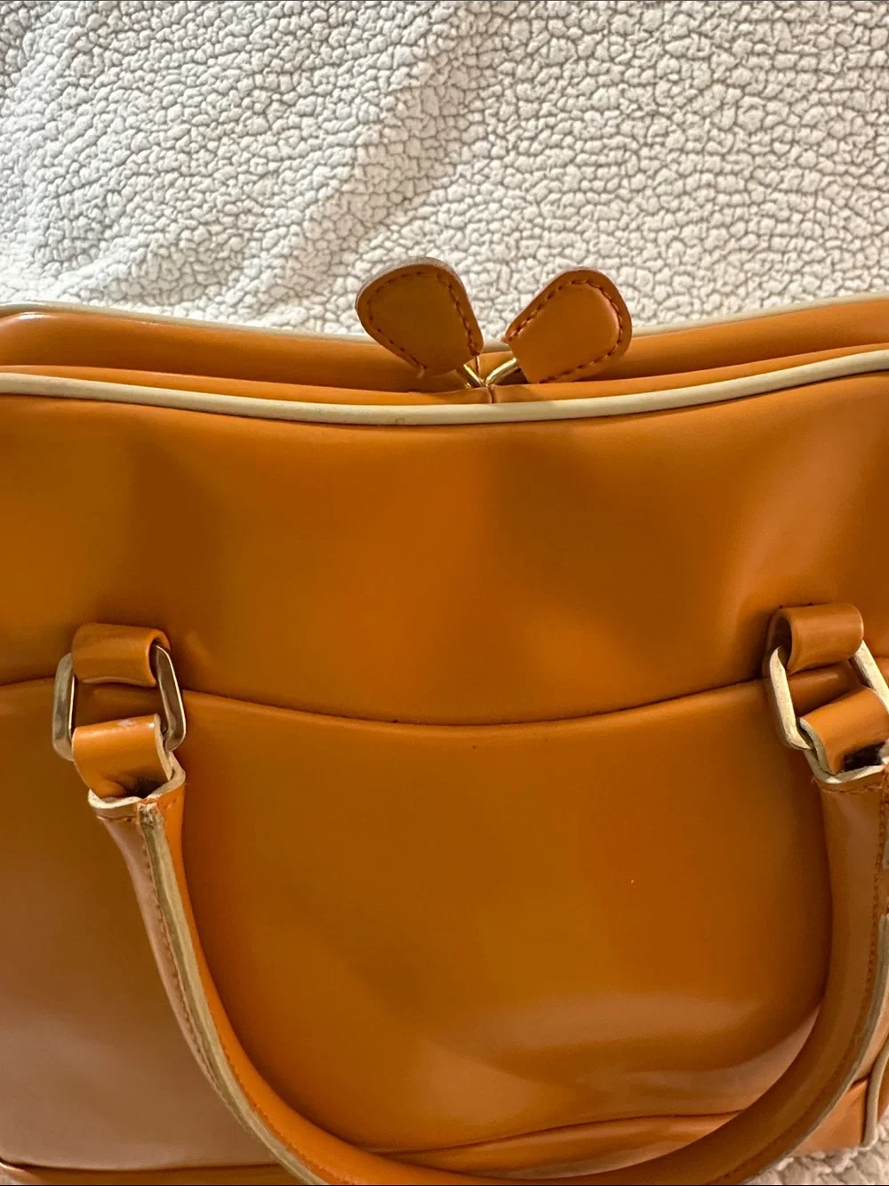 Liz Claiborne | Bags | Vintage Liz Claiborne Orange Tan Glossy ...